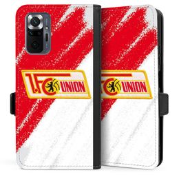 DeinDesign Xiaomi Redmi Note 10 Pro Handy Klapph&uuml;lle Handyh&uuml;lle aus Kunst Leder schwarz Flip Case Official Licensed Product Logo 1. Fc Union Berlin Sideflip mit 