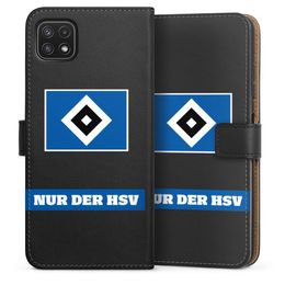 DeinDesign Galaxy A22 5G Handy Klapph&uuml;lle Handyh&uuml;lle aus Kunst Leder schwarz Flip Case Statement Hsv Hamburger Sv Sideflip mit langer Lasche