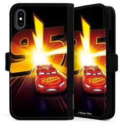 DeinDesign iPhone X Handy Klapph&uuml;lle Handyh&uuml;lle aus Kunst Leder schwarz Flip Case Official Licensed Product Cars Lightning Mcqueen 95 Sideflip mit langer Lasche