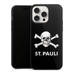 DeinDesign iPhone 15 Pro Max Handy Gallery Case Handyh&uuml;lle 9H Geh&auml;rtetes Glas R&uuml;ckseite H&uuml;lle Totenkopf Fc St. Pauli Official Licensed Product Gallery Case