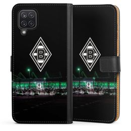 DeinDesign Galaxy A12 Handy Klapph&uuml;lle Handyh&uuml;lle aus Kunst Leder schwarz Flip Case Borussia M&ouml;nchengladbach Stadium Official Licensed Product Sideflip mit 