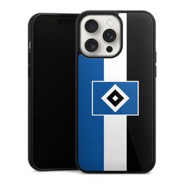 DeinDesign iPhone 15 Pro Max Handy Gallery Case Handyh&uuml;lle 9H Geh&auml;rtetes Glas R&uuml;ckseite H&uuml;lle Stripes Hamburger Sv Hsv Gallery Case