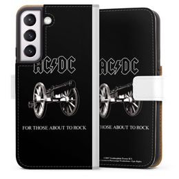 DeinDesign Galaxy S22 Handy Klapph&uuml;lle Handyh&uuml;lle aus Kunst Leder wei&szlig; Flip Case Music Acdc Merchandise Sideflip mit Lasche