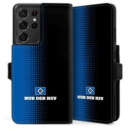 DeinDesign Galaxy S21 Ultra 5G Handy Klapph&uuml;lle Handyh&uuml;lle aus Kunst Leder schwarz Flip Case Logo Official Licensed Product Hsv Sideflip mit Lasche