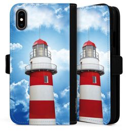 DeinDesign iPhone X Handy Klapph&uuml;lle Handyh&uuml;lle aus Kunst Leder schwarz Flip Case Cloud Lighthouse Sky Sideflip mit langer Lasche