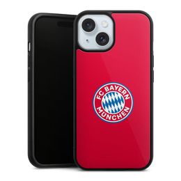 DeinDesign iPhone 15 Handy Gallery Case Handyh&uuml;lle 9H Geh&auml;rtetes Glas R&uuml;ckseite H&uuml;lle Fc Bayern M&uuml;nchen Fcb Logo Gallery Case