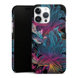DeinDesign iPhone 14 Pro Max Handy Premium Case Smartphone Handyh&uuml;lle Schutzh&uuml;lle matt Colourful Flowers Neon Premium Case