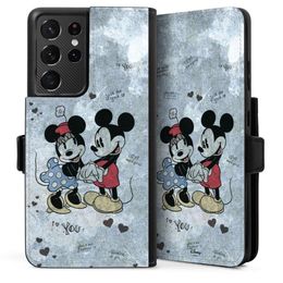 DeinDesign Galaxy S21 Ultra 5G Handy Klapph&uuml;lle Handyh&uuml;lle aus Kunst Leder schwarz Flip Case Vintage Disney Sideflip mit Lasche