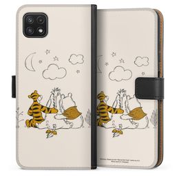 DeinDesign Galaxy A22 5G Handy Klapph&uuml;lle Handyh&uuml;lle aus Kunst Leder schwarz Flip Case Disney Winnie The Pooh Official Licensed Product Sideflip mit langer 