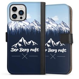 DeinDesign iPhone 13 Pro Max Handy Klapph&uuml;lle Handyh&uuml;lle aus Kunst Leder schwarz Flip Case Wanderlust Sky Mountain Sideflip mit langer Lasche