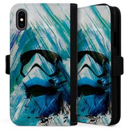 DeinDesign iPhone X Handy Klapph&uuml;lle Handyh&uuml;lle aus Kunst Leder schwarz Flip Case Colourful Stormtrooper Star Wars Sideflip mit langer Lasche