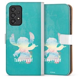 DeinDesign Galaxy A33 5G Handy Klapph&uuml;lle Handyh&uuml;lle aus Kunst Leder wei&szlig; Flip Case Official Licensed Product Lilo & Stitch Disney Sideflip mit Lasche
