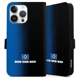 DeinDesign iPhone 14 Pro Max Handy Klapph&uuml;lle Handyh&uuml;lle aus Kunst Leder schwarz Flip Case Logo Official Licensed Product Hsv Sideflip mit Lasche