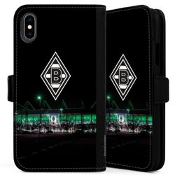 DeinDesign iPhone X Handy Klapph&uuml;lle Handyh&uuml;lle aus Kunst Leder schwarz Flip Case Borussia M&ouml;nchengladbach Official Licensed Product Stadium Sideflip mit langer 
