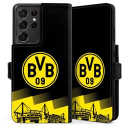 DeinDesign Galaxy S21 Ultra 5G Handy Klapph&uuml;lle Handyh&uuml;lle aus Kunst Leder schwarz Flip Case Borussia Dortmund Stadium Bvb Sideflip mit Lasche