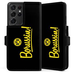 DeinDesign Galaxy S21 Ultra 5G Handy Klapph&uuml;lle Handyh&uuml;lle aus Kunst Leder schwarz Flip Case Borussia Dortmund Bvb Soccer Sideflip mit Lasche