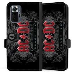 DeinDesign Xiaomi Redmi Note 10 Pro Handy Klapph&uuml;lle Handyh&uuml;lle aus Kunst Leder schwarz Flip Case Merchandise Black Ice Acdc Sideflip mit langer Lasche