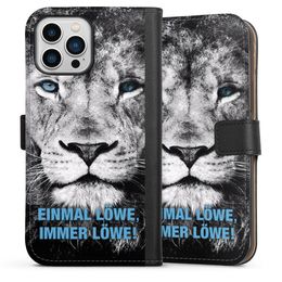 DeinDesign iPhone 13 Pro Max Handy Klapph&uuml;lle Handyh&uuml;lle aus Kunst Leder schwarz Flip Case Official Licensed Product Tsv 1860 M&uuml;nchen Lion Sideflip mit langer 