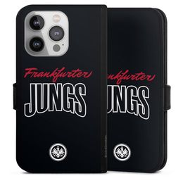 DeinDesign iPhone 14 Pro Handy Klapph&uuml;lle Handyh&uuml;lle aus Kunst Leder schwarz Flip Case Eintracht Frankfurt Sge Official Licensed Product Sideflip mit langer 