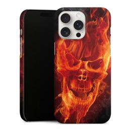 DeinDesign iPhone 15 Pro Max Handy Premium Case Smartphone Handyh&uuml;lle Schutzh&uuml;lle matt Totenkopf Skull Fire Premium Case