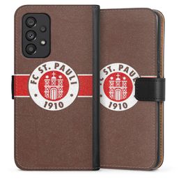 DeinDesign Galaxy A53 5G Handy Klapph&uuml;lle Handyh&uuml;lle aus Kunst Leder schwarz Flip Case Fc St. Pauli Official Licensed Product Logo Sideflip mit langer Lasche