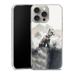 DeinDesign iPhone 16 Pro Max Handy Silikon H&uuml;lle Case transparent Handyh&uuml;lle Nature Mountain Fox Silikon Case