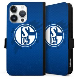 DeinDesign iPhone 14 Pro Max Handy Klapph&uuml;lle Handyh&uuml;lle aus Kunst Leder schwarz Flip Case Official Licensed Product Fc Schalke 04 Schalke 04 Sideflip mit Lasche