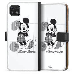 DeinDesign Galaxy A22 5G Handy Klapph&uuml;lle Handyh&uuml;lle aus Kunst Leder schwarz Flip Case Official Licensed Product Disney Mickey Mouse Sideflip mit langer Lasche