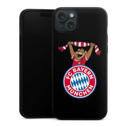 DeinDesign iPhone 15 Plus Handy Premium Silikon H&uuml;lle Handyh&uuml;lle schwarz Case Bernie Official Licensed Product Fc Bayern M&uuml;nchen Silikon Premium Case