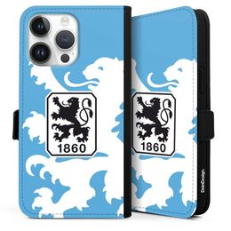 DeinDesign iPhone 14 Pro Max Handy Klapph&uuml;lle Handyh&uuml;lle aus Kunst Leder schwarz Flip Case Coat Of Arms Tsv 1860 M&uuml;nchen Official Licensed Product Sideflip mit 