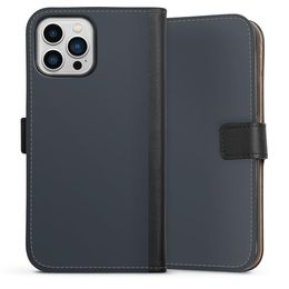 DeinDesign iPhone 13 Pro Max Handy Klapph&uuml;lle Handyh&uuml;lle aus Kunst Leder schwarz Flip Case Anthracite Grey Unicoloured Sideflip mit langer Lasche