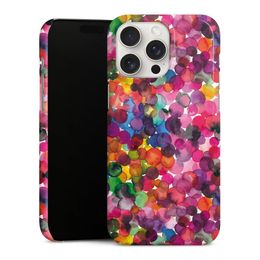 DeinDesign iPhone 15 Pro Max Handy Premium Case Smartphone Handyh&uuml;lle Schutzh&uuml;lle gl&auml;nzend Water Colour Colourful Points Premium Case