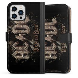 DeinDesign iPhone 13 Pro Max Handy Klapph&uuml;lle Handyh&uuml;lle aus Kunst Leder schwarz Flip Case Official Licensed Product Rock Or Bust Acdc Sideflip mit langer Lasche