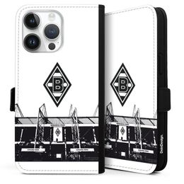 DeinDesign iPhone 14 Pro Max Handy Klapph&uuml;lle Handyh&uuml;lle aus Kunst Leder schwarz Flip Case Stadium Die Fohlen Borussia M&ouml;nchengladbach Sideflip mit Lasche