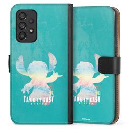 DeinDesign Galaxy A53 5G Handy Klapph&uuml;lle Handyh&uuml;lle aus Kunst Leder schwarz Flip Case Official Licensed Product Lilo & Stitch Disney Sideflip mit langer Lasche