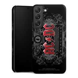 DeinDesign Galaxy S22 Handy Premium Case Smartphone Handyh&uuml;lle Schutzh&uuml;lle gl&auml;nzend Merchandise Black Ice Acdc Premium Case