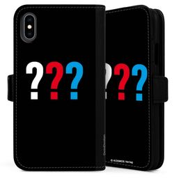 DeinDesign iPhone X Handy Klapph&uuml;lle Handyh&uuml;lle aus Kunst Leder schwarz Flip Case Official Licensed Product Die Drei ??? Logo Sideflip mit langer Lasche