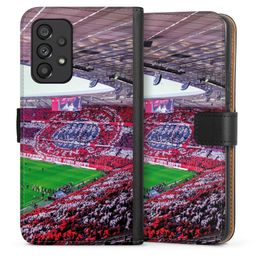 DeinDesign Galaxy A53 5G Handy Klapph&uuml;lle Handyh&uuml;lle aus Kunst Leder schwarz Flip Case Stadium Fcb Fc Bayern M&uuml;nchen Sideflip mit langer Lasche