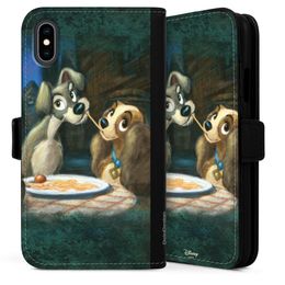 DeinDesign iPhone X Handy Klapph&uuml;lle Handyh&uuml;lle aus Kunst Leder schwarz Flip Case Lady And The Tramp Disney Official Licensed Product Sideflip mit langer Lasche