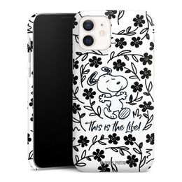 DeinDesign iPhone 12 Handy Premium Case Smartphone Handyh&uuml;lle Schutzh&uuml;lle matt Peanuts Flowers Snoopy Premium Case