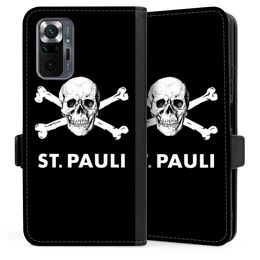 DeinDesign Xiaomi Redmi Note 10 Pro Handy Klapph&uuml;lle Handyh&uuml;lle aus Kunst Leder schwarz Flip Case Totenkopf Official Licensed Product Fc St. Pauli Sideflip mit 
