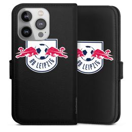 DeinDesign iPhone 14 Pro Handy Klapph&uuml;lle Handyh&uuml;lle aus Kunst Leder schwarz Flip Case Official Licensed Product Transparent Rb Leipzig Sideflip mit langer 
