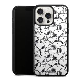 DeinDesign iPhone 15 Pro Max Handy Gallery Case Handyh&uuml;lle 9H Geh&auml;rtetes Glas R&uuml;ckseite H&uuml;lle Peanuts Snoopy Muster Gallery Case