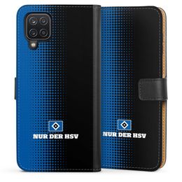 DeinDesign Galaxy A12 Handy Klapph&uuml;lle Handyh&uuml;lle aus Kunst Leder schwarz Flip Case Logo Official Licensed Product Hsv Sideflip mit langer Lasche