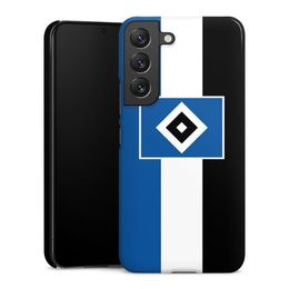 DeinDesign Galaxy S22 Handy Premium Case Smartphone Handyh&uuml;lle Schutzh&uuml;lle gl&auml;nzend Stripes Hamburger Sv Hsv Premium Case