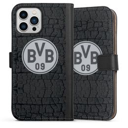 DeinDesign iPhone 13 Pro Max Handy Klapph&uuml;lle Handyh&uuml;lle aus Kunst Leder schwarz Flip Case Jersey Borussia Dortmund Bvb Sideflip mit langer Lasche