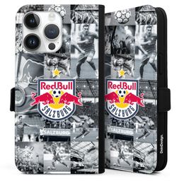 DeinDesign iPhone 14 Pro Max Handy Klapph&uuml;lle Handyh&uuml;lle aus Kunst Leder schwarz Flip Case Salzburg Red Bull Fc Red Bull Salzburg Sideflip mit Lasche
