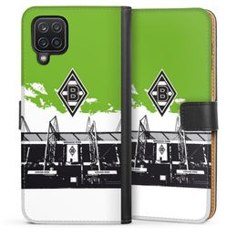 DeinDesign Galaxy A12 Handy Klapph&uuml;lle Handyh&uuml;lle aus Kunst Leder schwarz Flip Case Borussia M&ouml;nchengladbach Stadium Merchandise Sideflip mit langer Lasche