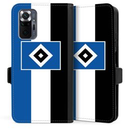 DeinDesign Xiaomi Redmi Note 10 Pro Handy Klapph&uuml;lle Handyh&uuml;lle aus Kunst Leder schwarz Flip Case Hsv Hamburger Sv Stripes Sideflip mit langer Lasche