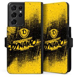 DeinDesign Galaxy S21 Ultra 5G Handy Klapph&uuml;lle Handyh&uuml;lle aus Kunst Leder schwarz Flip Case Logo Official Licensed Product Sg Dynamo Dresden Sideflip mit Lasche